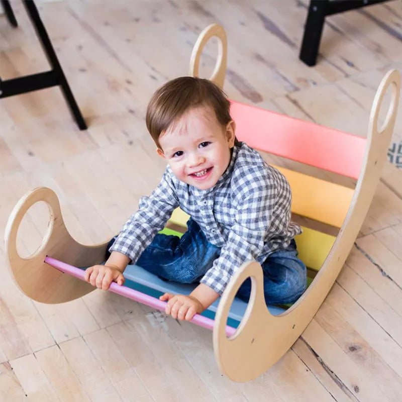 Wooden Rainbow Arch Rocking Board & Climber – Miimi Marraal